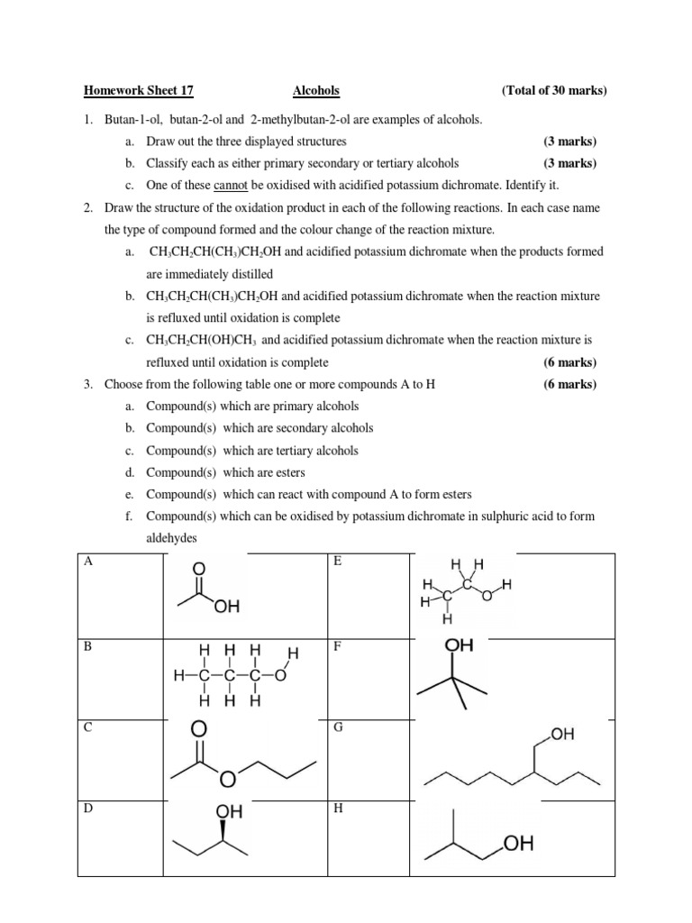 Week 17 Homework - Alcohols 2012 | PDF