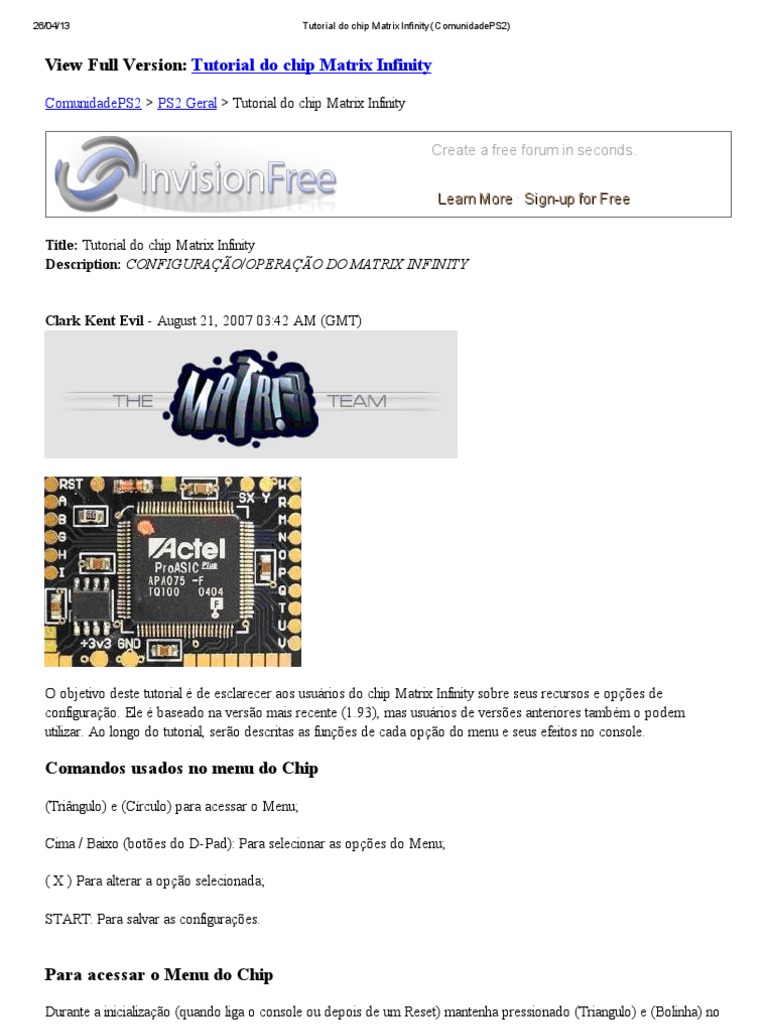 Tutorial Do Chip Matrix Infinity (ComunidadePS2) | PDF | Inicialização ...