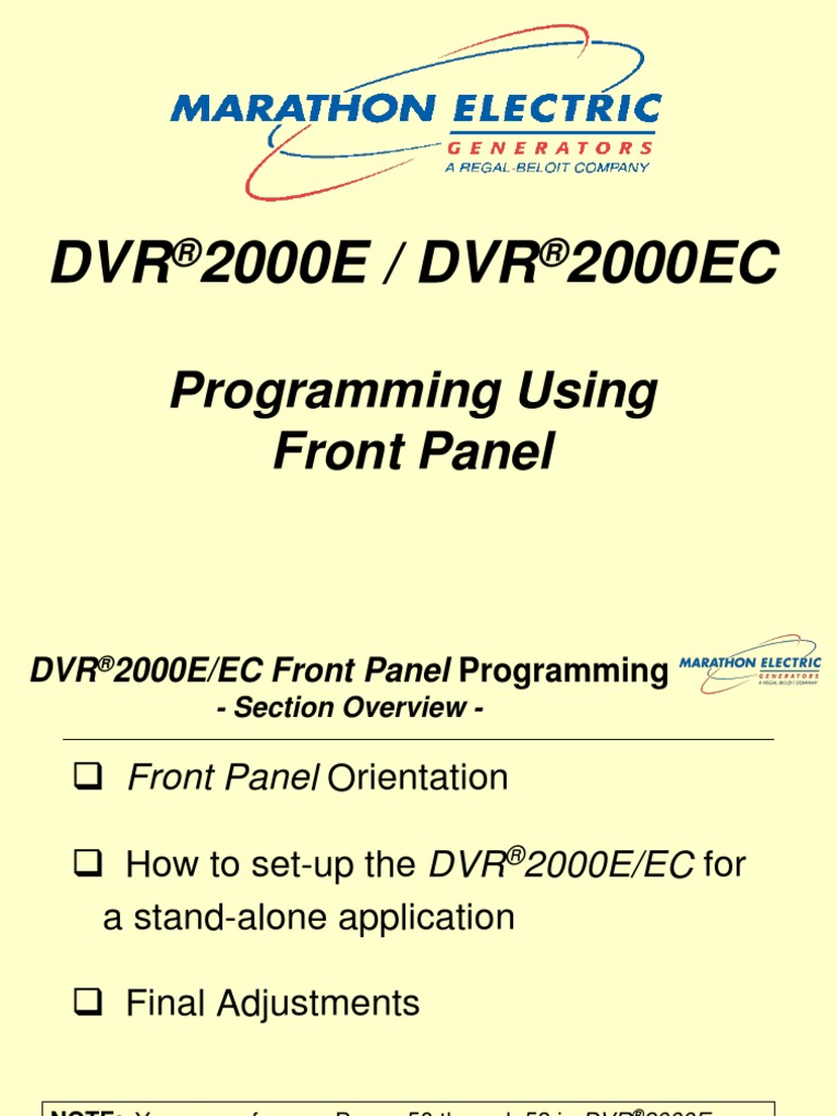 DVR2000E Training - SECT #5 (Programming Using The Front Pane | PDF ...
