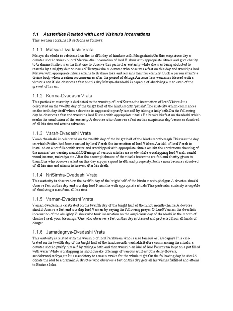 Austerities Related With Lord Vishnu | PDF | Krishna | Hinduism