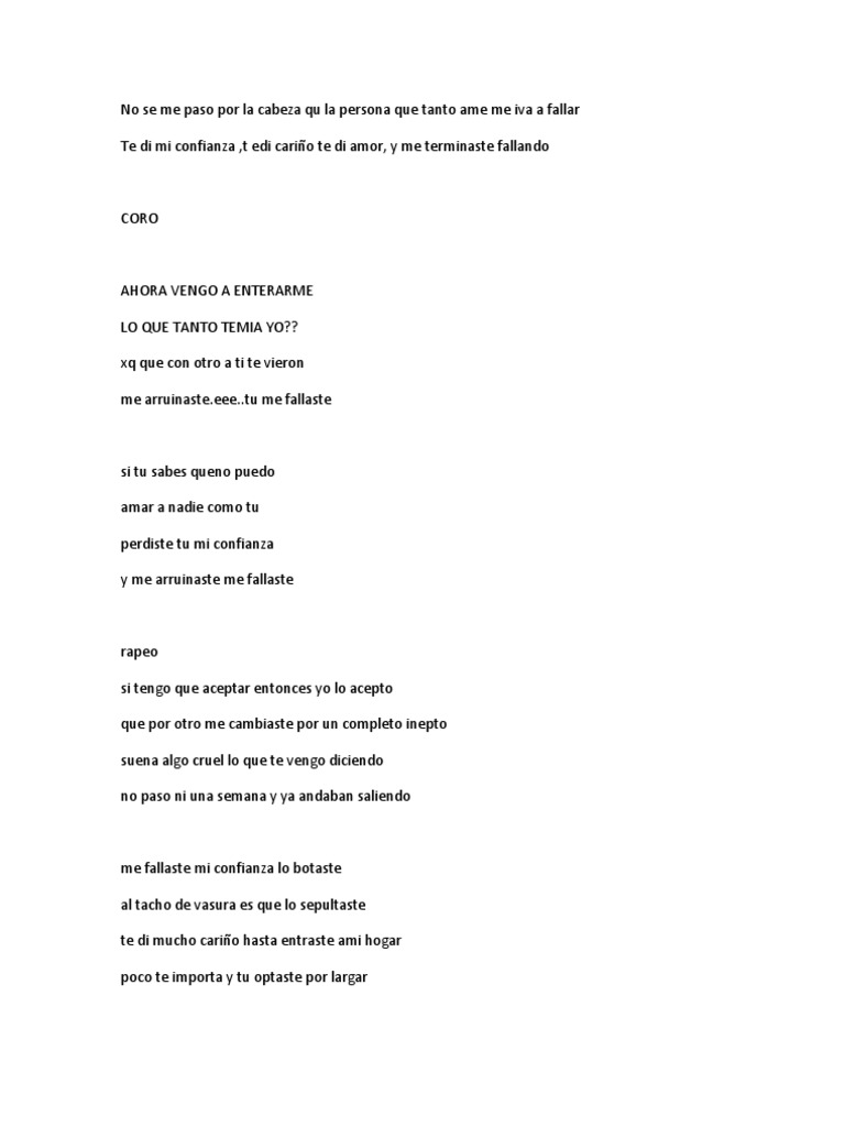 Letra de Me Fallaste | PDF