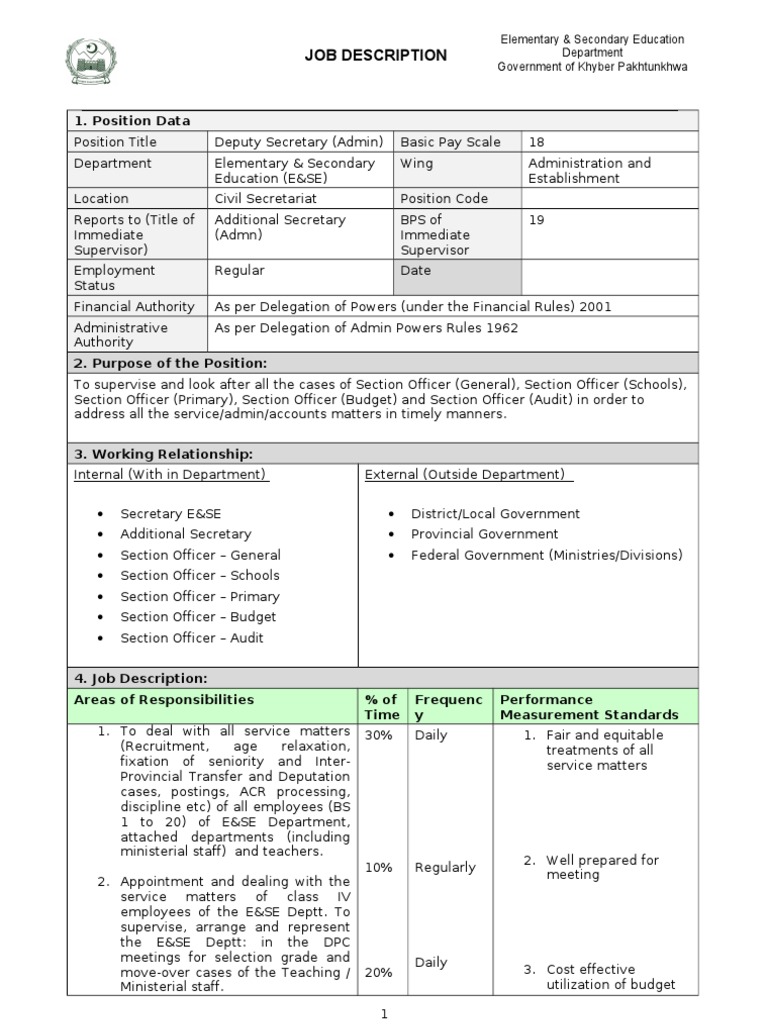 Deputy Secretary (Admin) | PDF | Government | Business