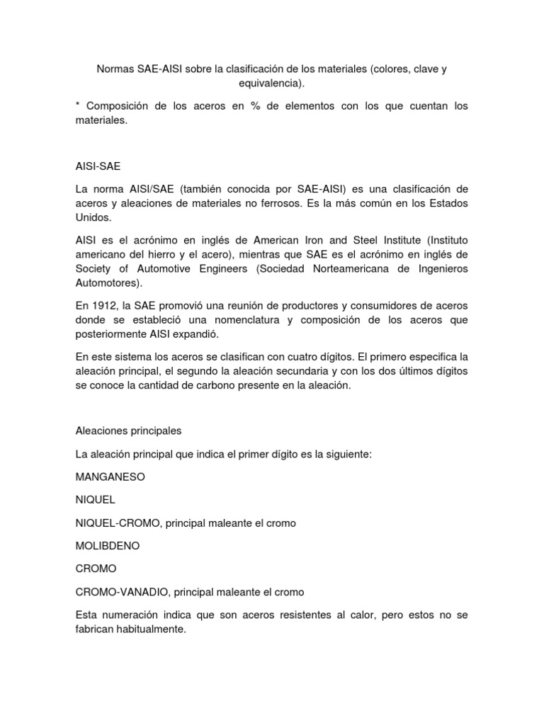 Normas SAE | Descargar gratis PDF | Tratamiento a base de calor | Metales de transición