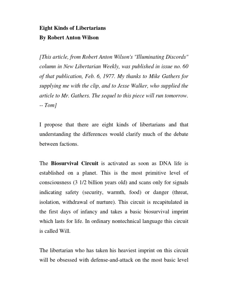 Eight Types of Libertarians | PDF | Libertarianism | Id