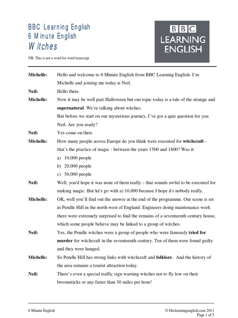 BBC 6min English Pendle Witches | PDF | Mummy | Witchcraft