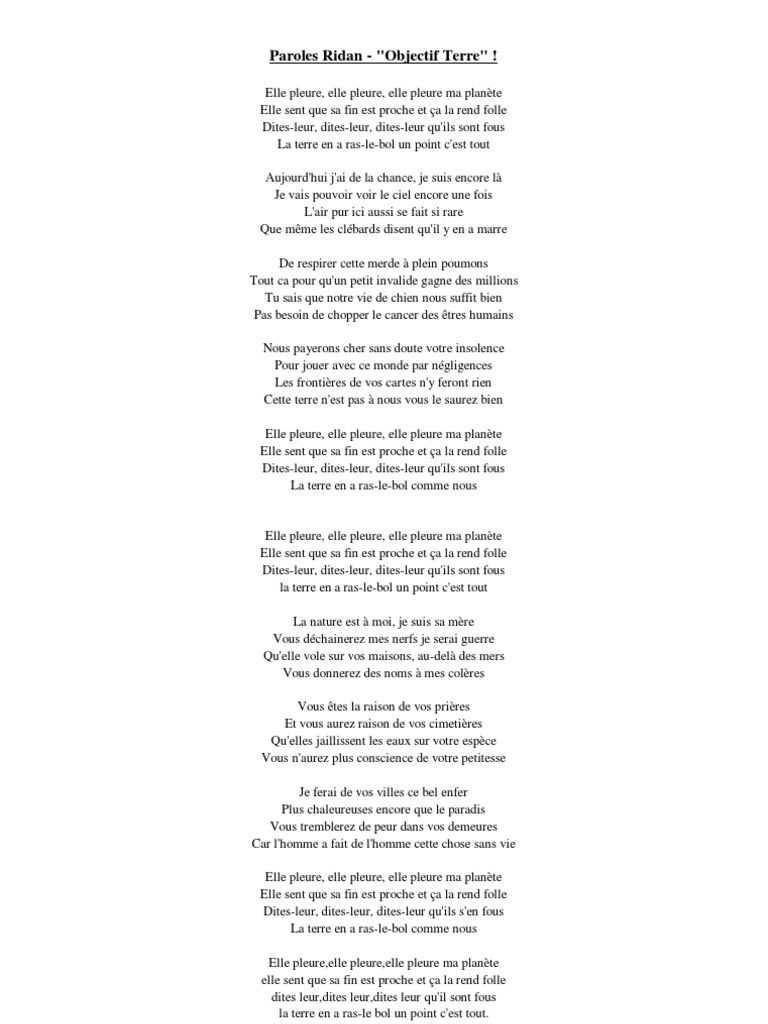 Elle Pleure Ma Planète | PDF