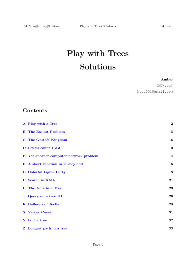 Play With Trees Solution | PDF | Time Complexity | Graph Theory