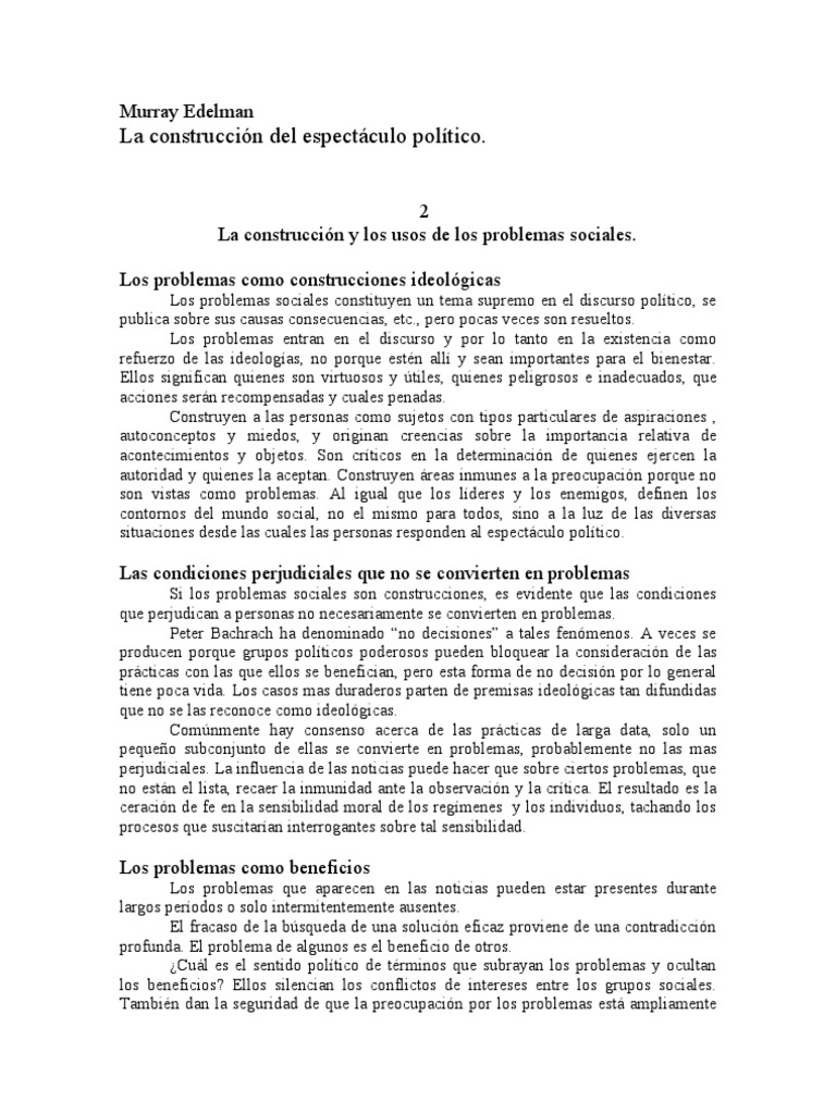 Murray Edelman | PDF | Ideologías | Certeza
