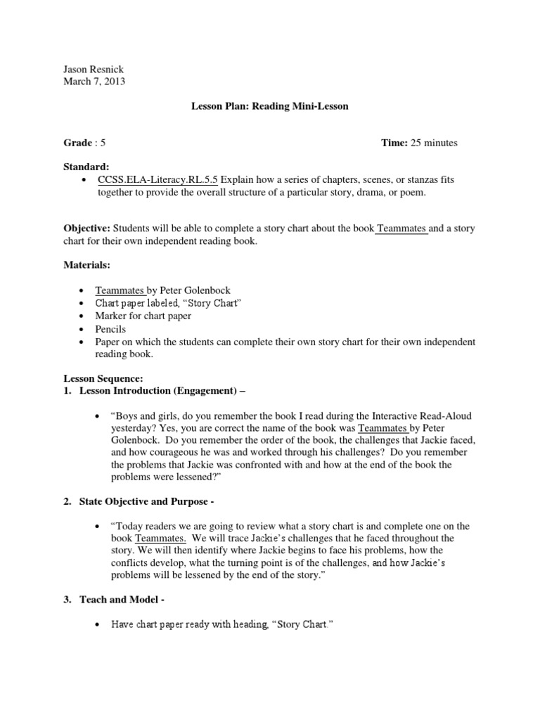 Reading Mini Lesson-3-7-13 Final | PDF | Plot (Narrative) | Jackie Robinson