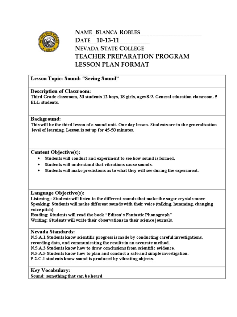 Robles - Blanca - Lesson Plan - EDEL 441 | PDF | Lesson Plan ...