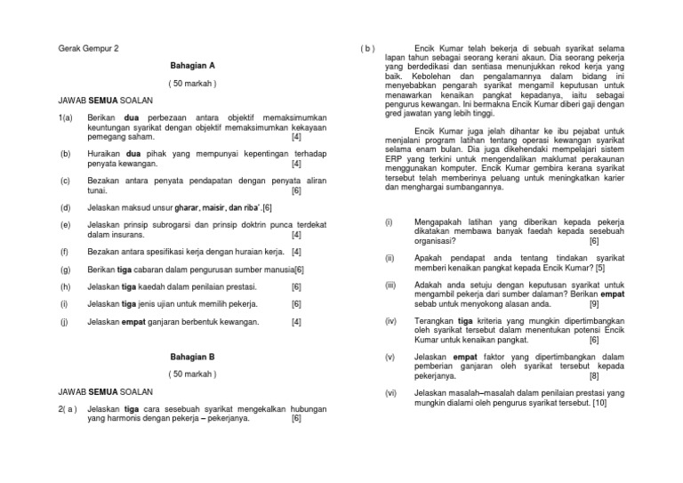Contoh Soalan Latihan Pengajian Perniagaan Modular 1 | PDF