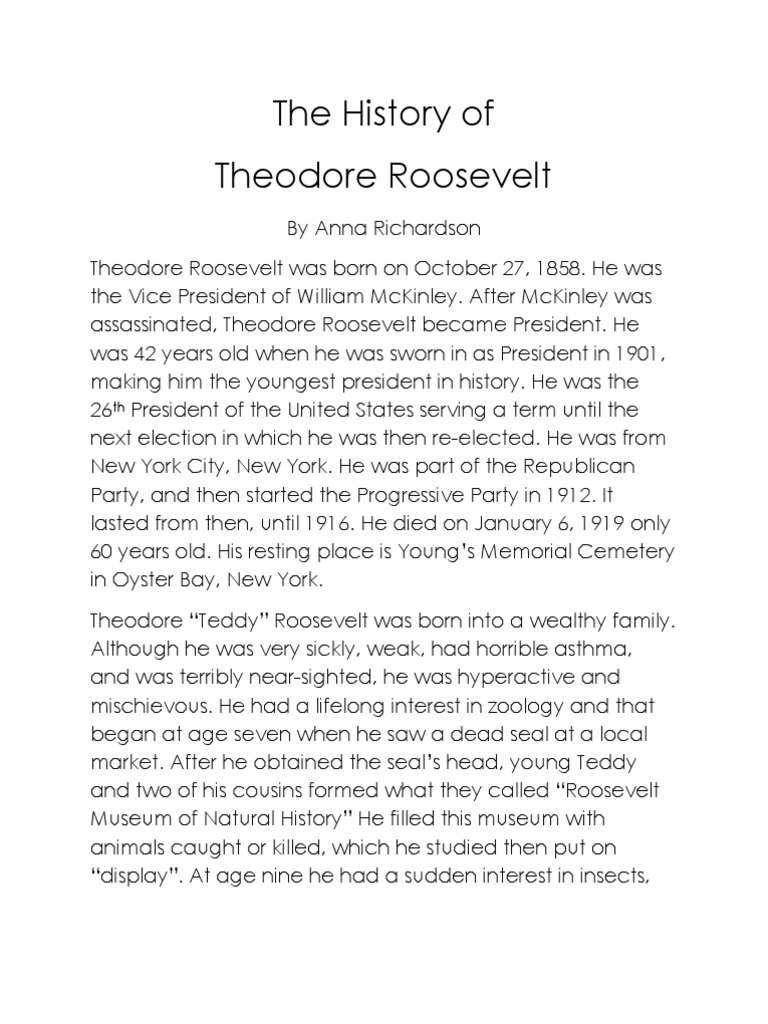 The History of Theodore Roosevelt | PDF | Theodore Roosevelt | Government