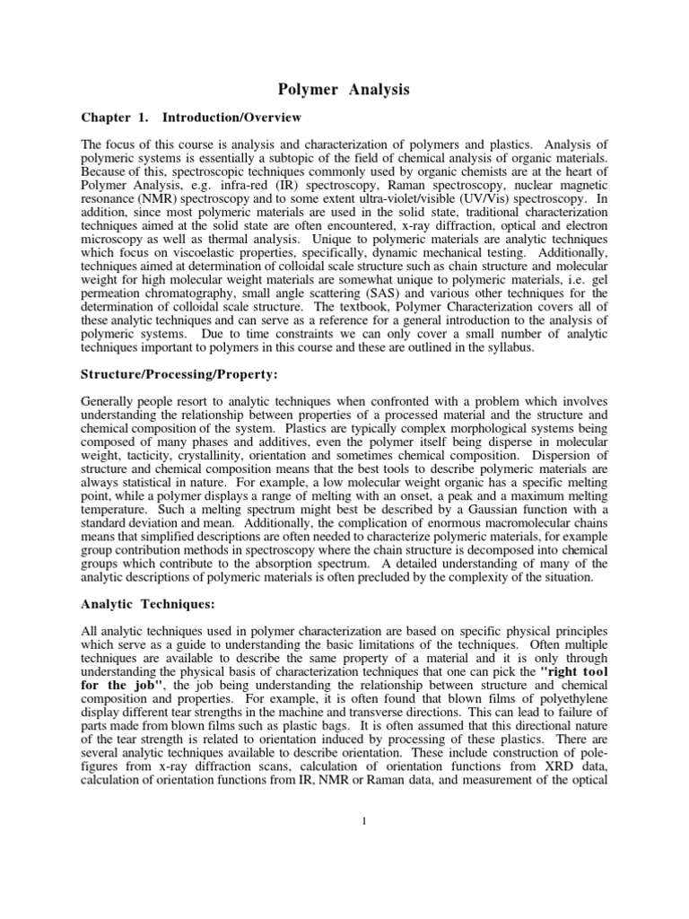 Polymer Analysis Notes | PDF | Differential Scanning Calorimetry | Polymers