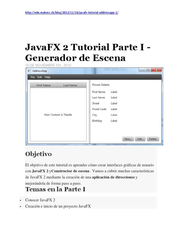JavaFX 2 Tutorial | PDF | Modelo – Vista – Controlador | Java (lenguaje ...