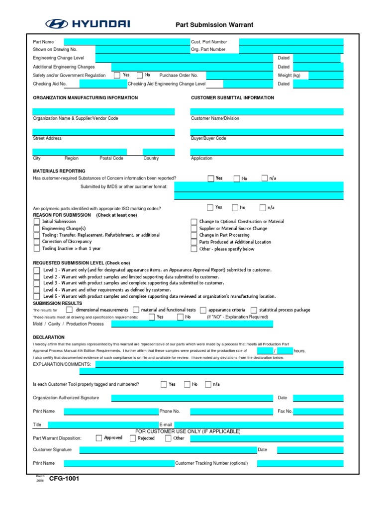 Part Submission Warrant Guide | PDF | Specification (Technical Standard ...