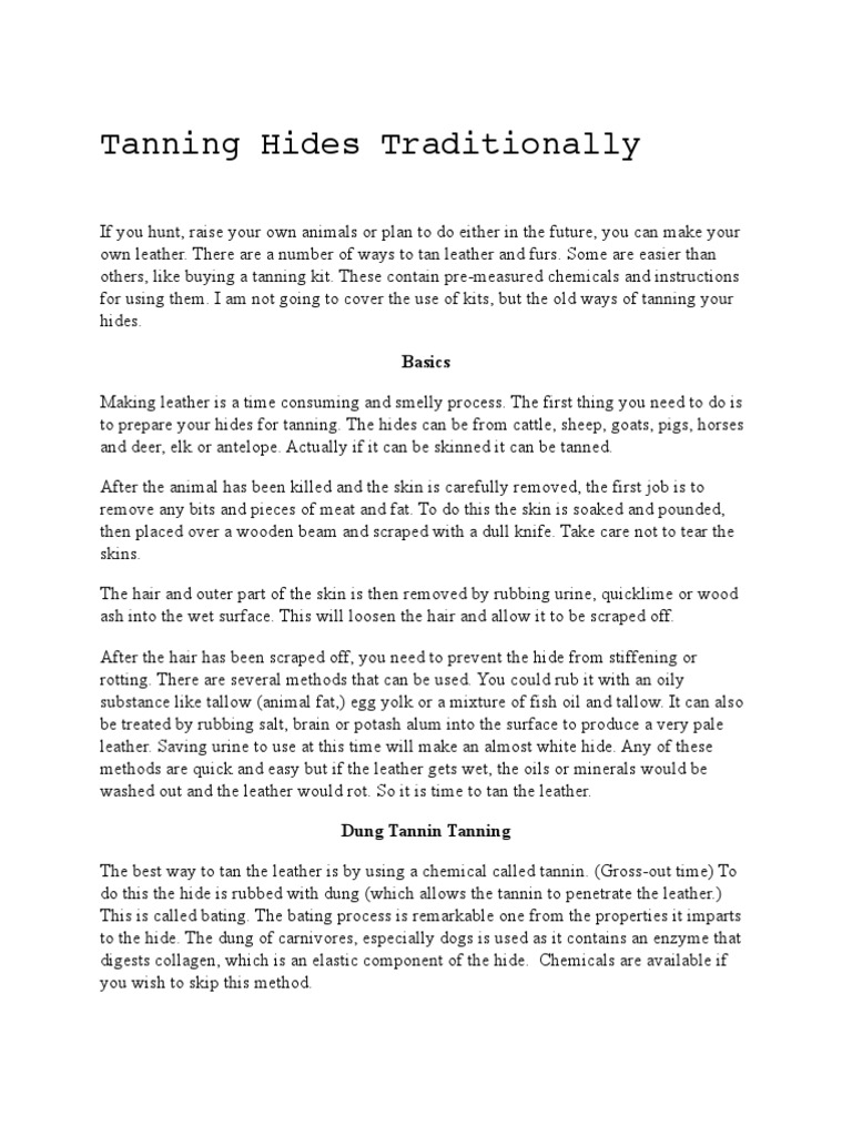 Tanning Hides A Traditional Method | PDF | Leather | Hide (Skin)