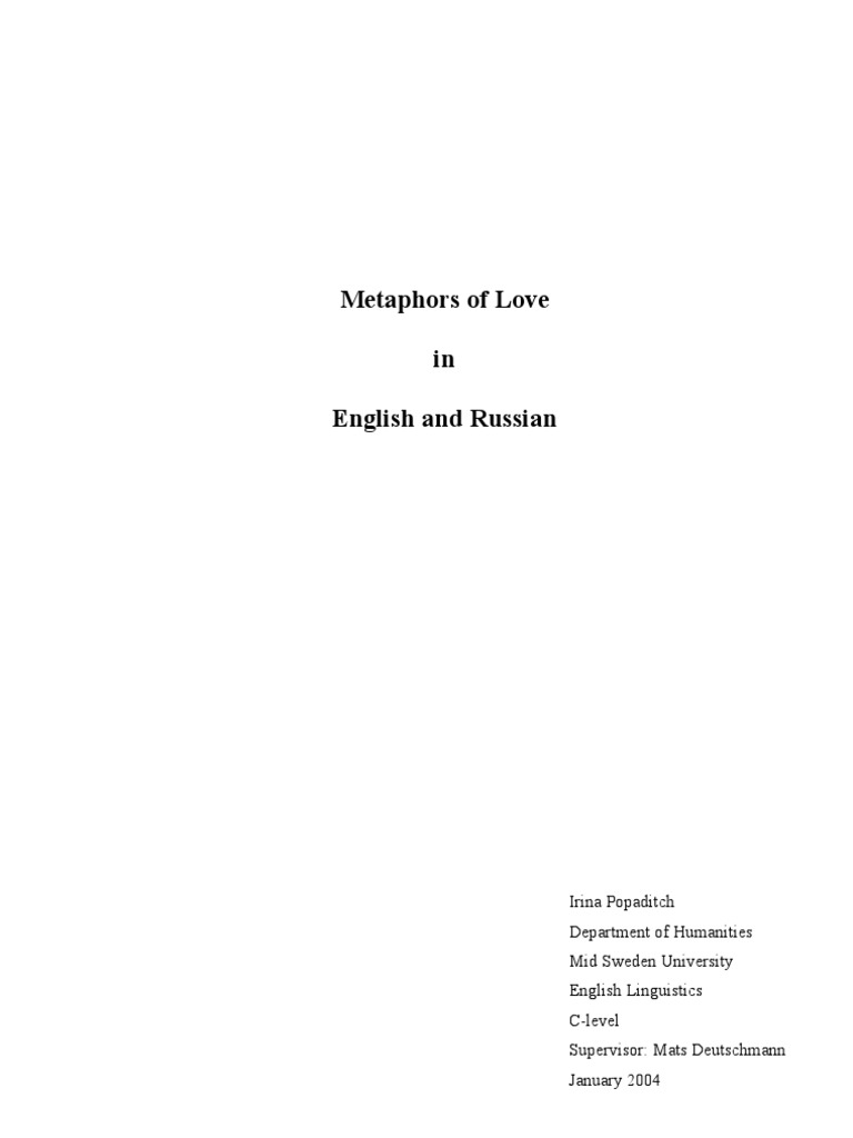 Metaphors of Love in English and Russian | PDF | Metaphor | Concept