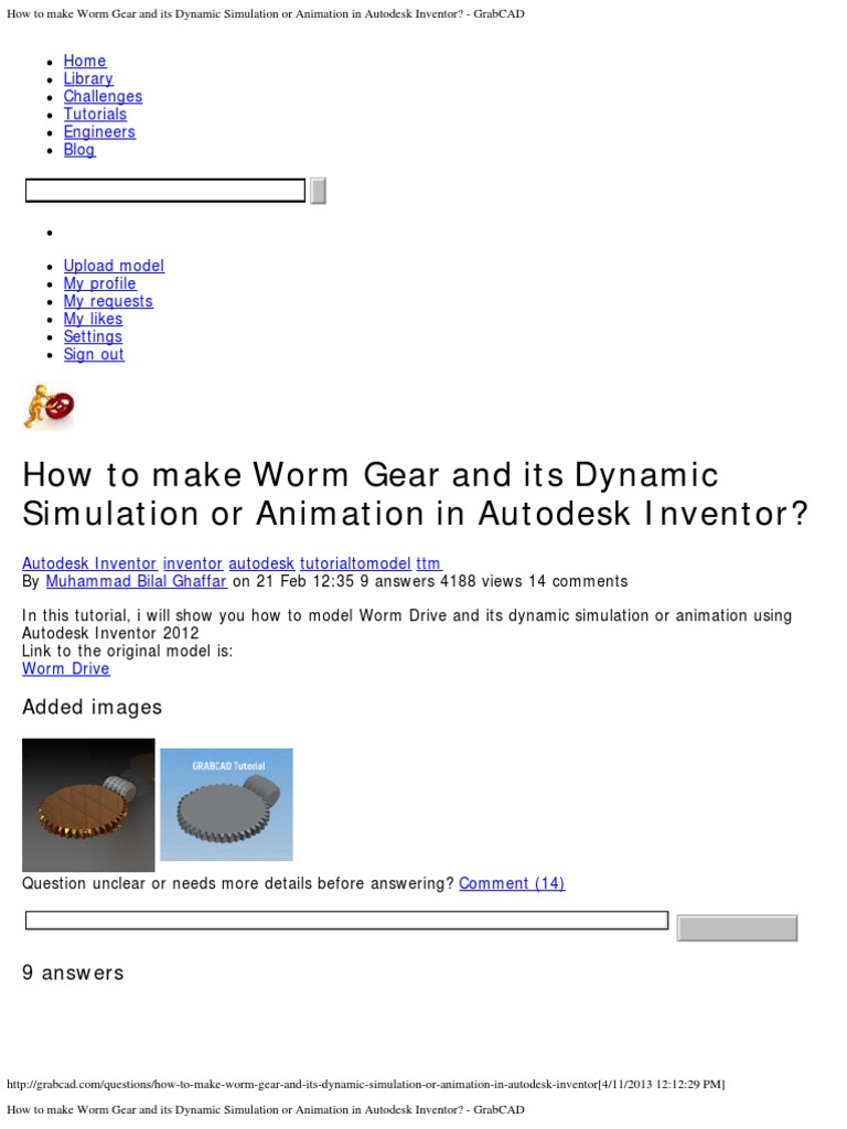 How To Make Worm Gear and Its Dynamic Simulation or Animation in ...