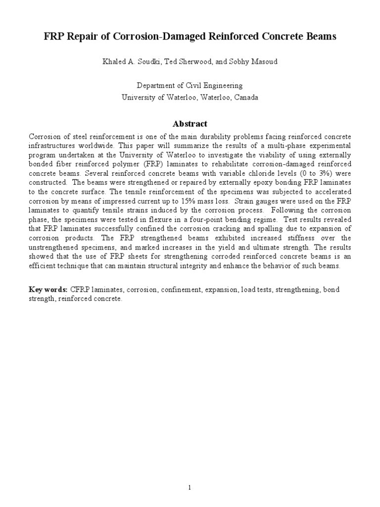 FRP Repair of Corrosion | PDF | Reinforced Concrete | Fibre Reinforced ...