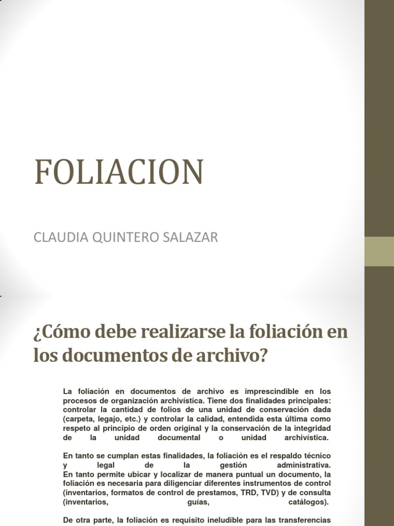 Cómo Debe Realizarse La Foliación en Los | PDF | Diseño de comunicacion ...