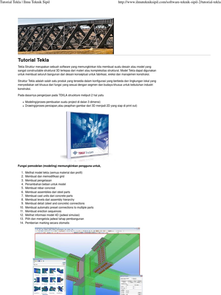 Tutorial Tekla - Ilmu Teknik Sipil | PDF
