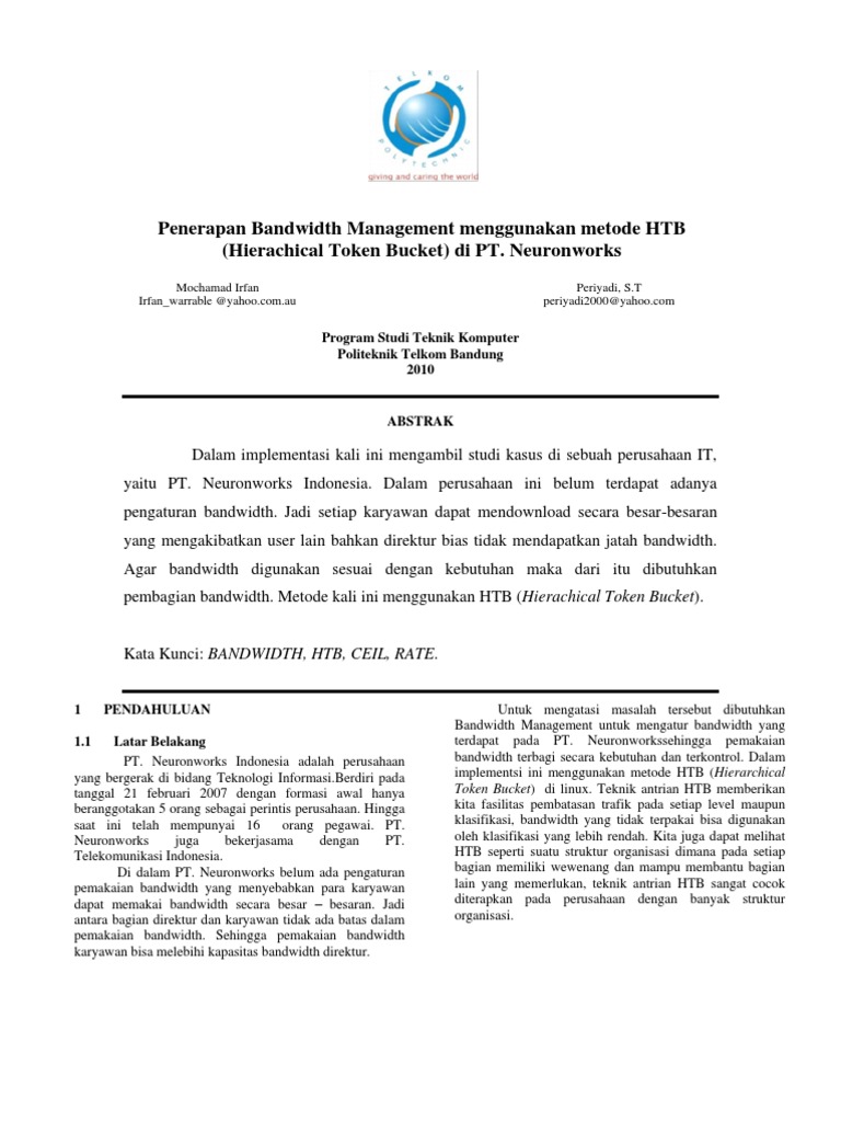Penerapan Bandwidth Manajement Menggunakan Metode HTB | PDF | Bisnis