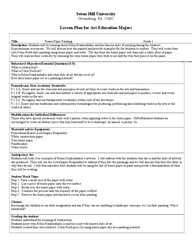 Helen Frankenthaler Lesson | PDF | Paintings | Abstract Art