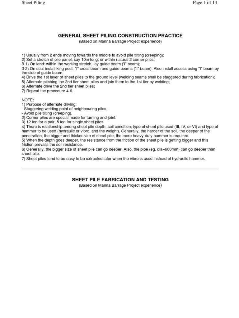 Productivity Sheet Piling S | PDF | Deep Foundation | Welding
