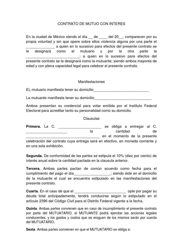 Contrato Mutuo Con Interes | PDF | Gobierno | Instituciones sociales