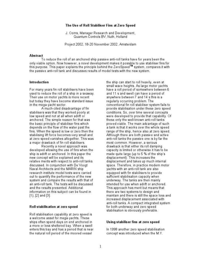 Zerospeed Active Stabilizer | PDF | Fin | Ships