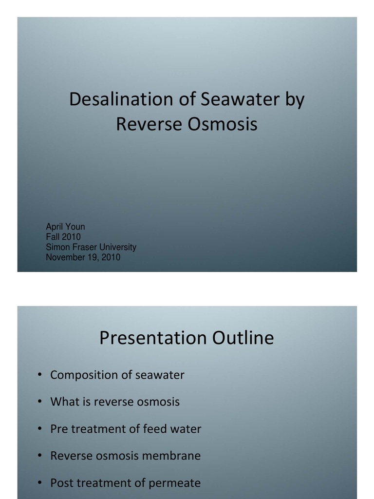 Seawater Desalination | PDF | Osmosis | Membrane