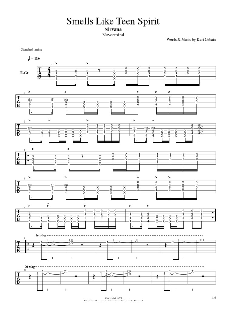Nirvana-Smell Like Teen Spirit-Tab Guitar | PDF | Recorded Music ...