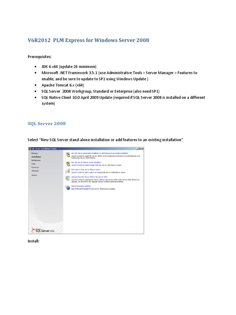 V6R2012 PLM Express Installation - SQL 2008 | PDF | Microsoft Sql Server | Web Application