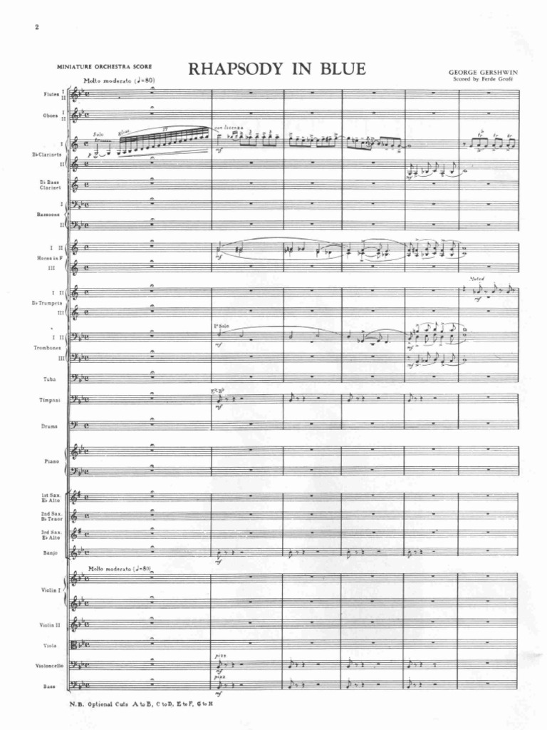 Gershwin - Rhapsody in Blue (Full Score) | PDF