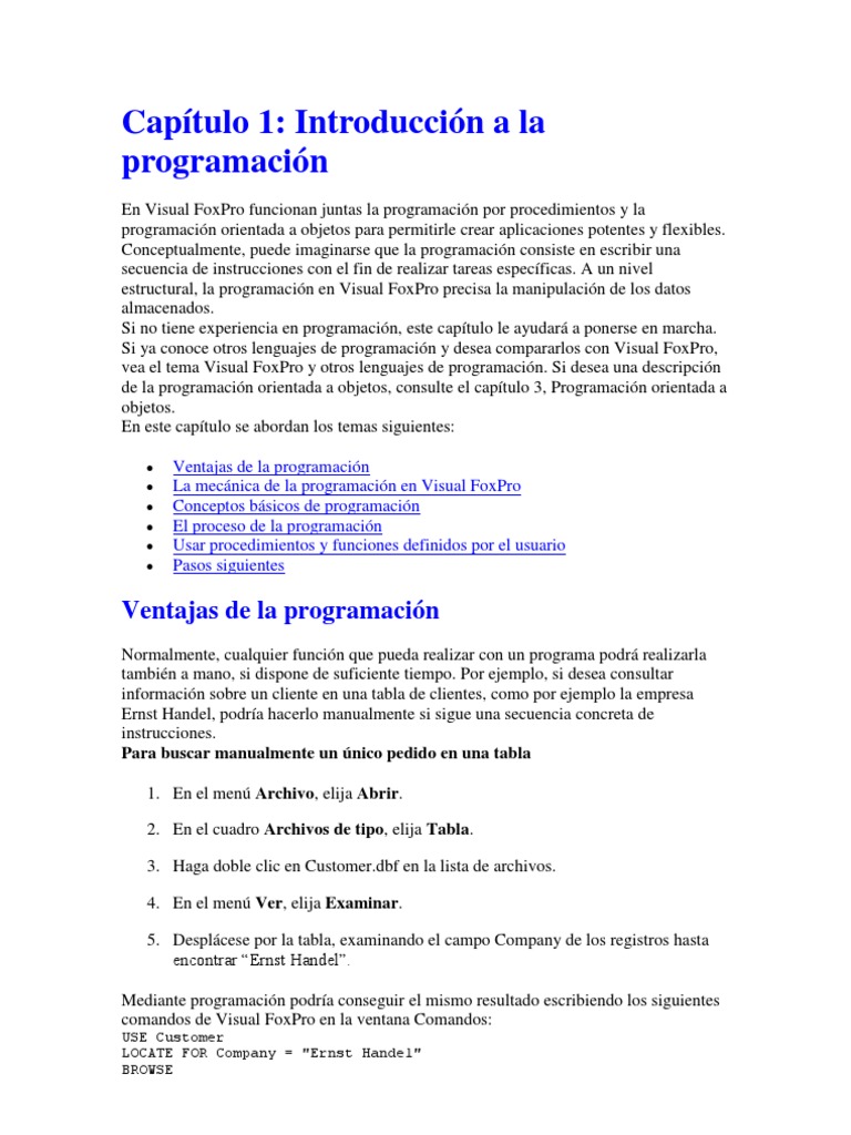 Introducción a la programación en Visual FoxPro | PDF | Programa de computadora | Programación