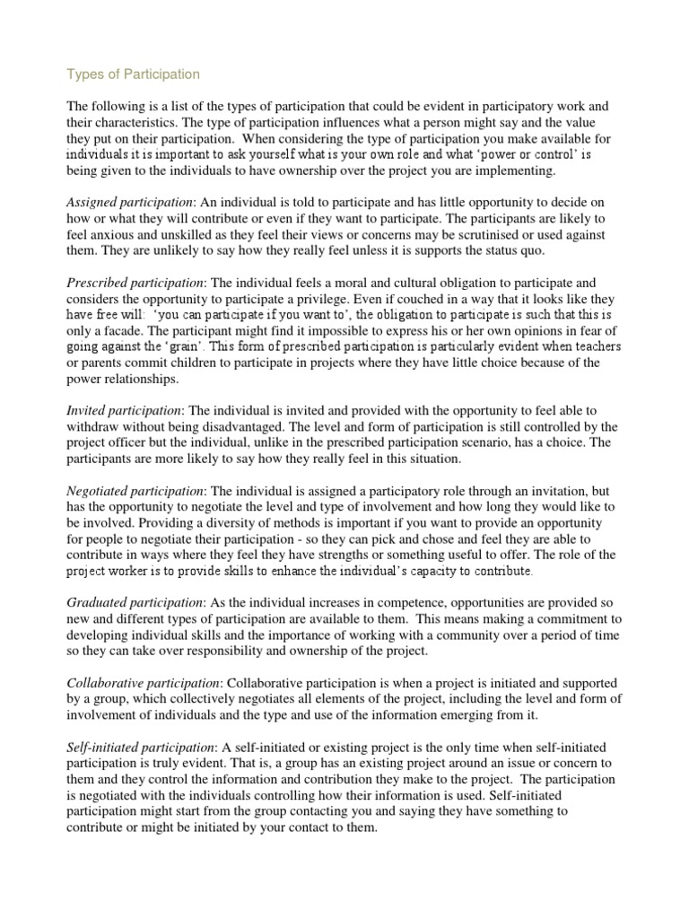 Types of Participation | Download Free PDF | Advice (Opinion) | Institution