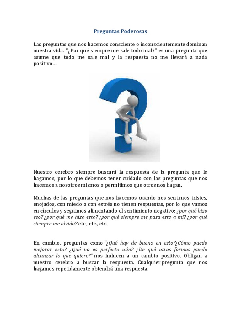 Preguntas Poderosas para el Cambio | PDF | Felicidad | Sicología