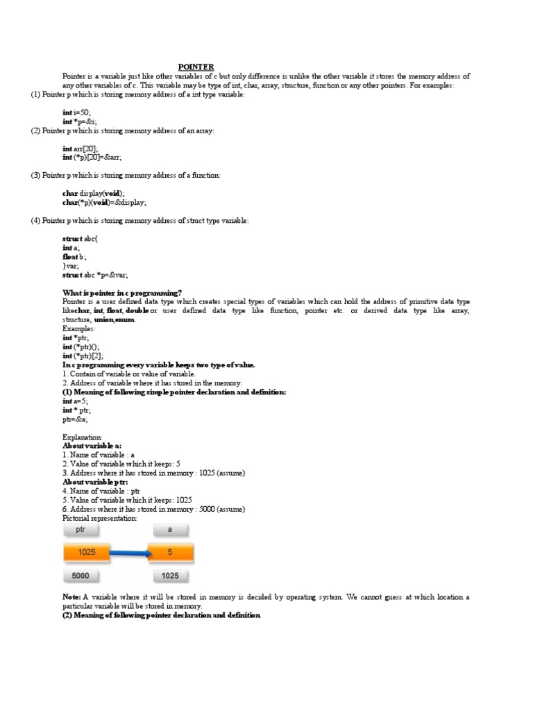 C Pointer Pdf Pointer Computer Programming C Programming Language 6496