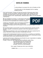 Vote of Thanks Speech Samples | PDF | Gratitude | Public Speaking