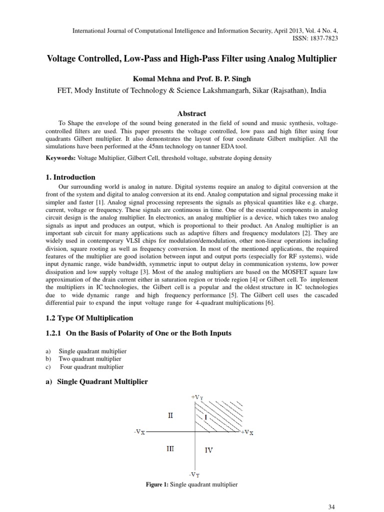 Paper-4 Voltage Controlled, Low-Pass and High-Pass Filter Using Analog ...