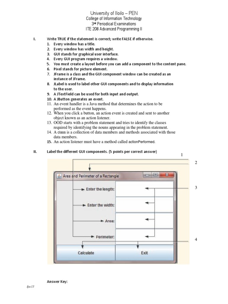 ITE 208 Advanced Programming Exam Guide | PDF