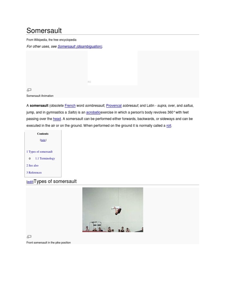Types and Variations of Somersaults | PDF | Gymnastics | Sports