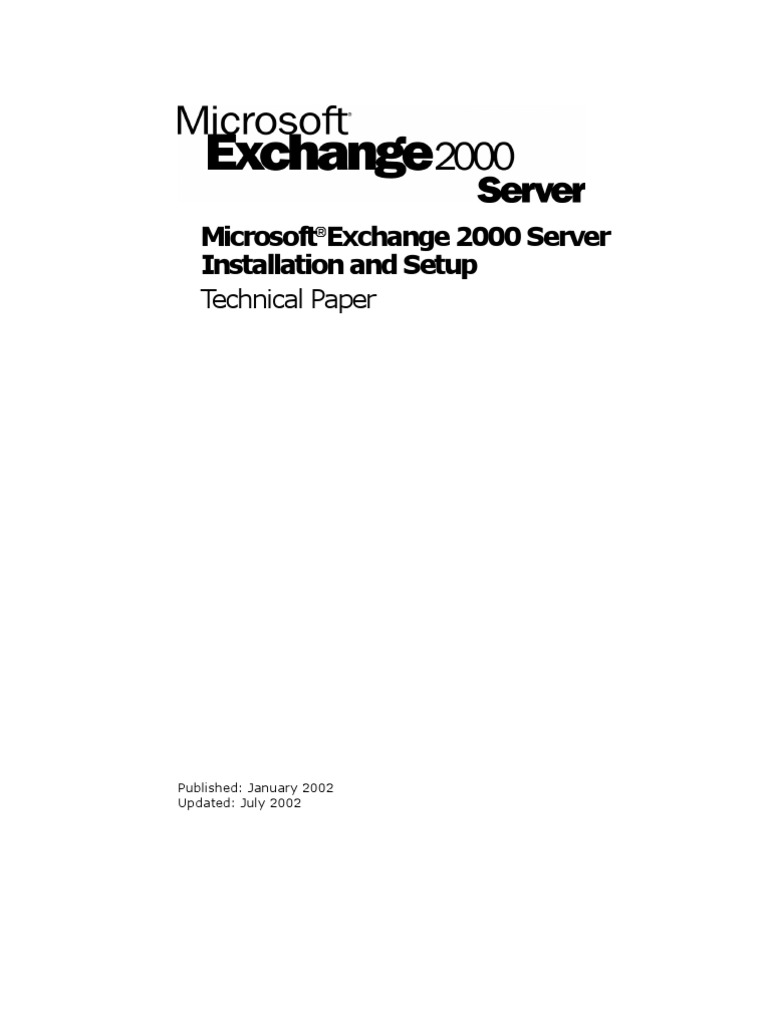 Microsoft Exchange 2000 Server Installation and Setup | PDF | Active Directory | Windows 2000