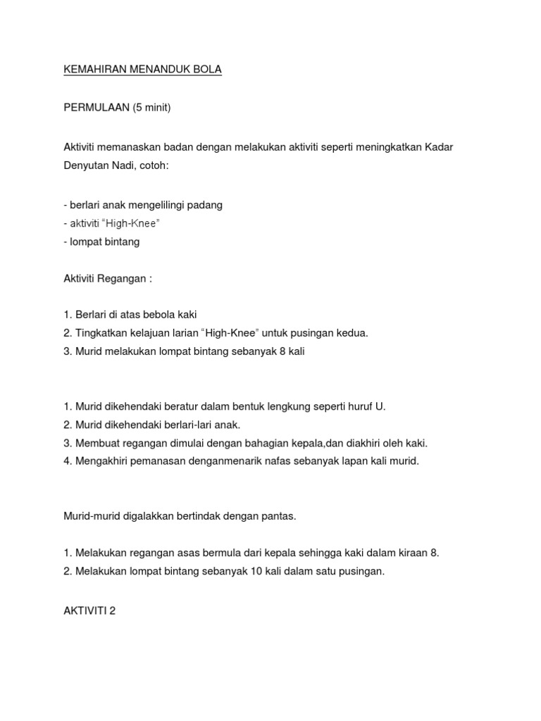 Kemahiran Menanduk Bola | PDF