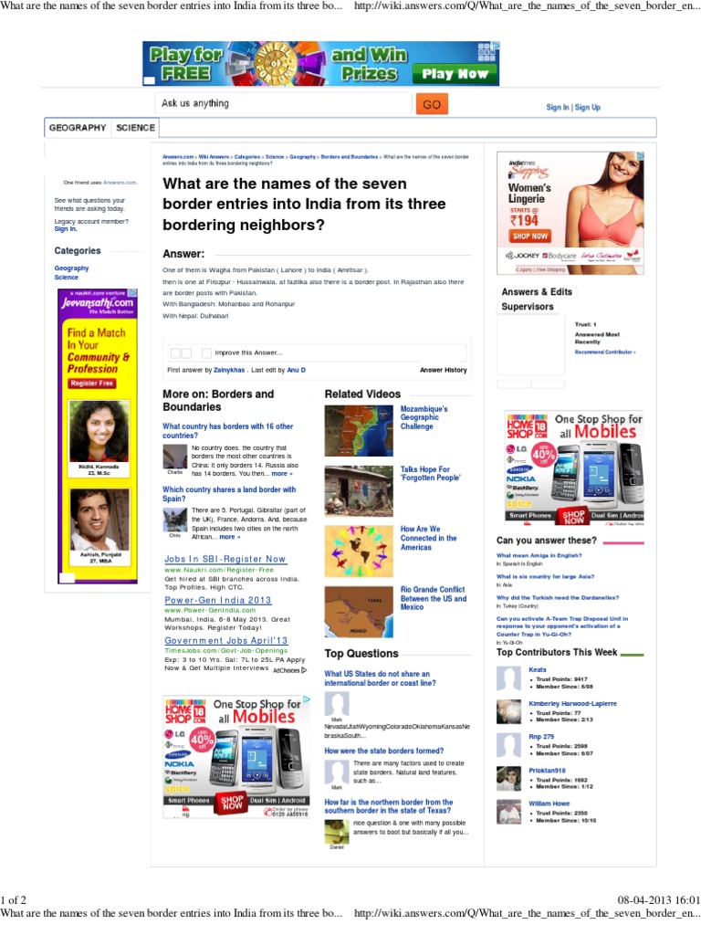Borders of India | PDF | World Wide Web | Internet & Web