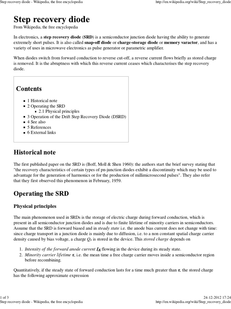 Step Recovery Diode - Wikipedia, The Free Encyclopedia PDF | PDF ...