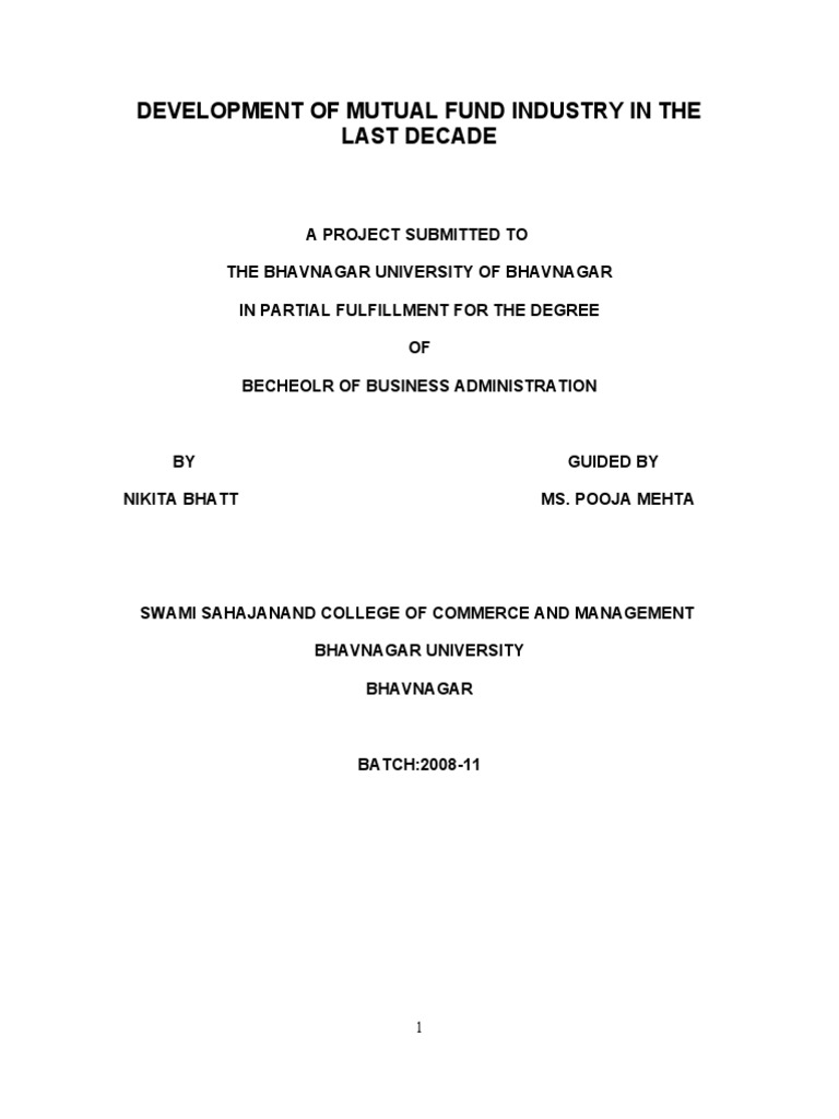 Project Report On Mutual Fund | PDF | Mutual Funds | Investor