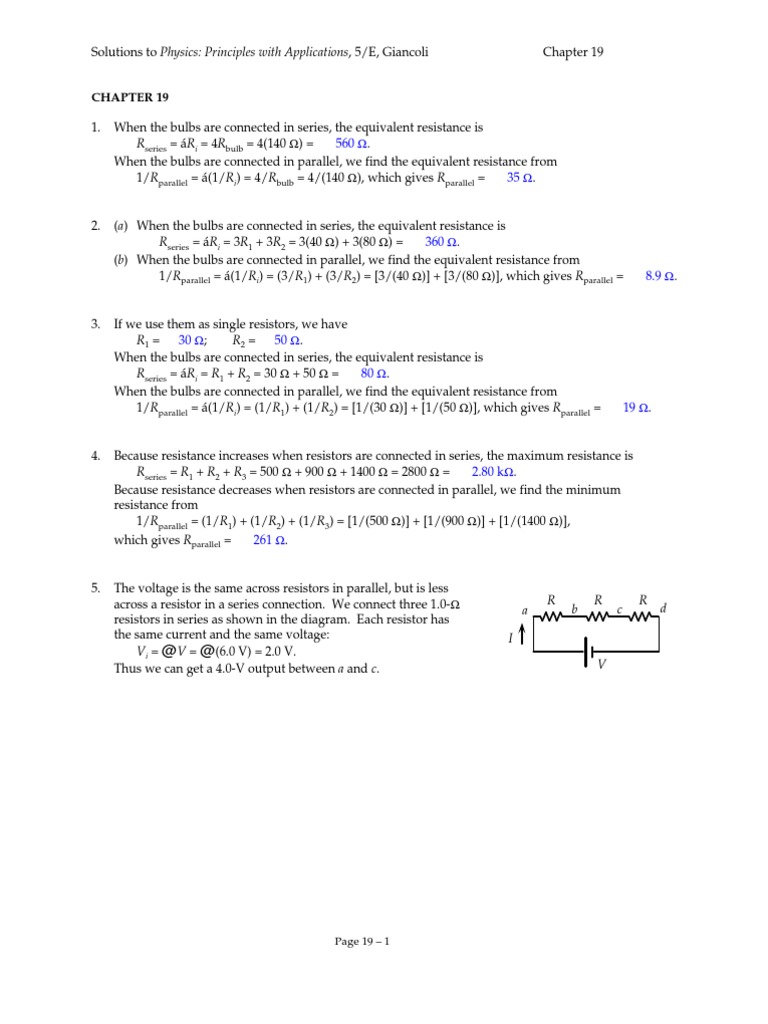 CH 19 Physics Answers | Download Free PDF | Series And Parallel ...