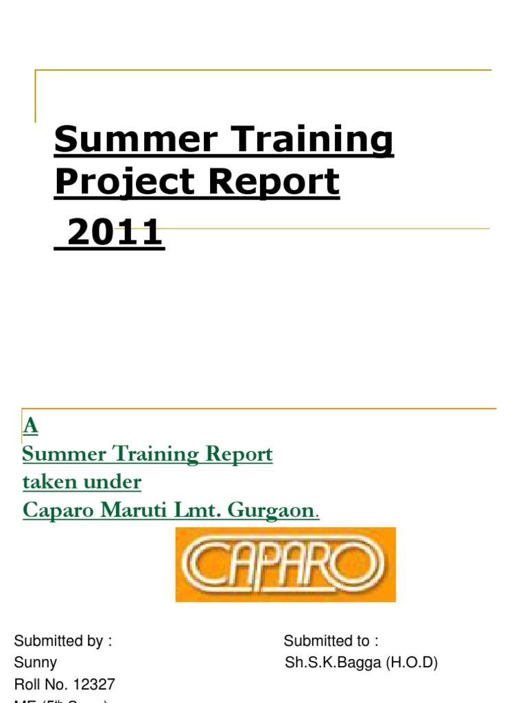 Caparo Maruti Summer Training Report | PDF | Technology & Engineering ...