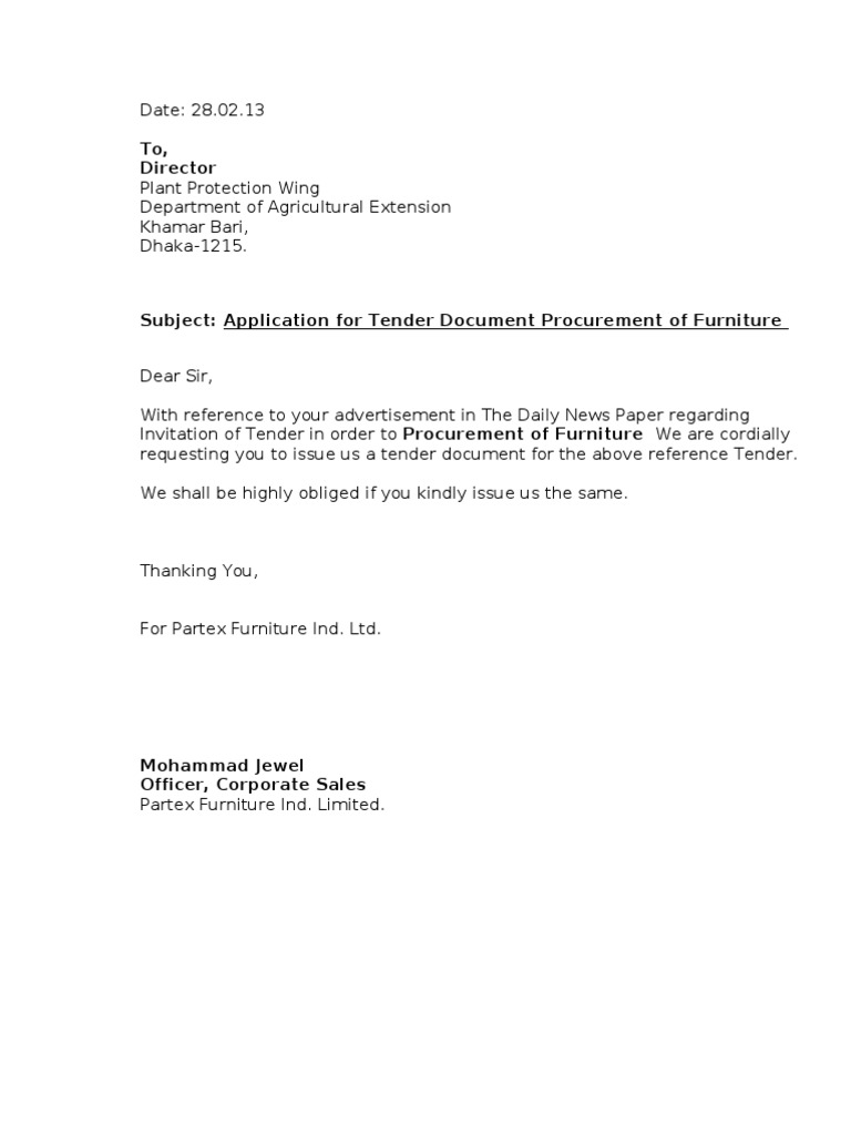 Application To Buy Tender Schedule | PDF | Economies | Business